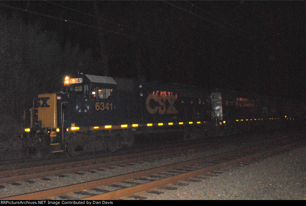 CSX GP40-2 6341 leads C746-05 out of Woodbourne Yard